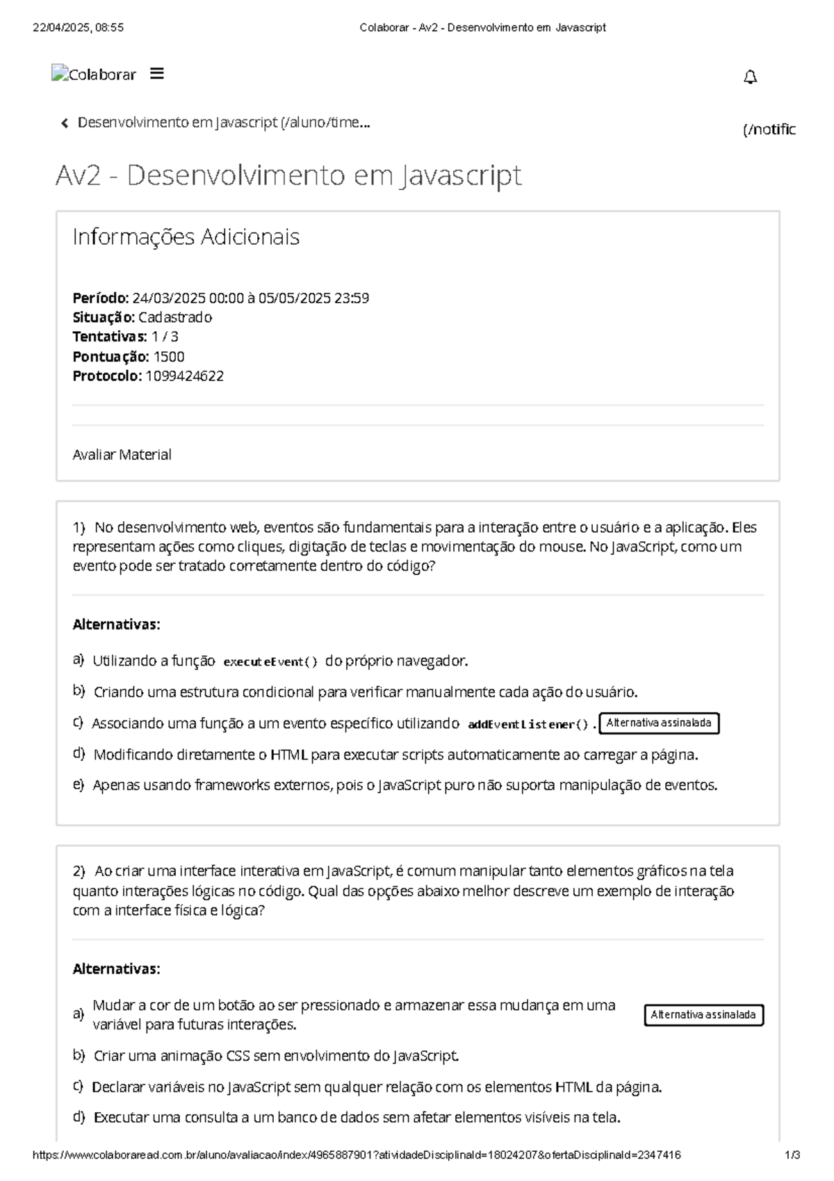 Colaborar - Av2 - Desenvolvimento em Javascript - Desenvolvimento em ...