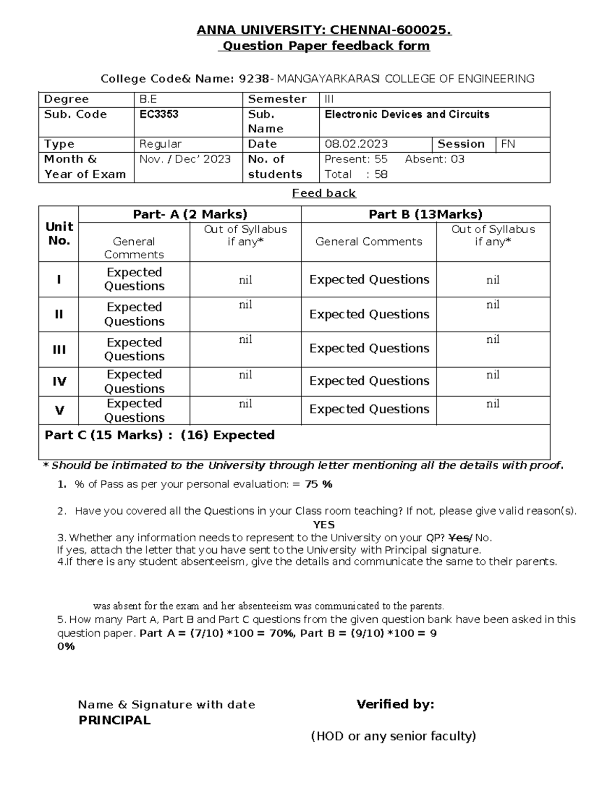 EDC EC3353 Question Paper Feedback Form for Nov/Dec 2023 Exam - Studocu