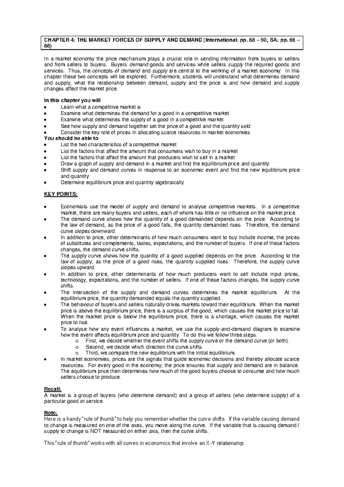 Chapter 4: The Market Forces of Supply and Demand - Worksheet 2016 ...