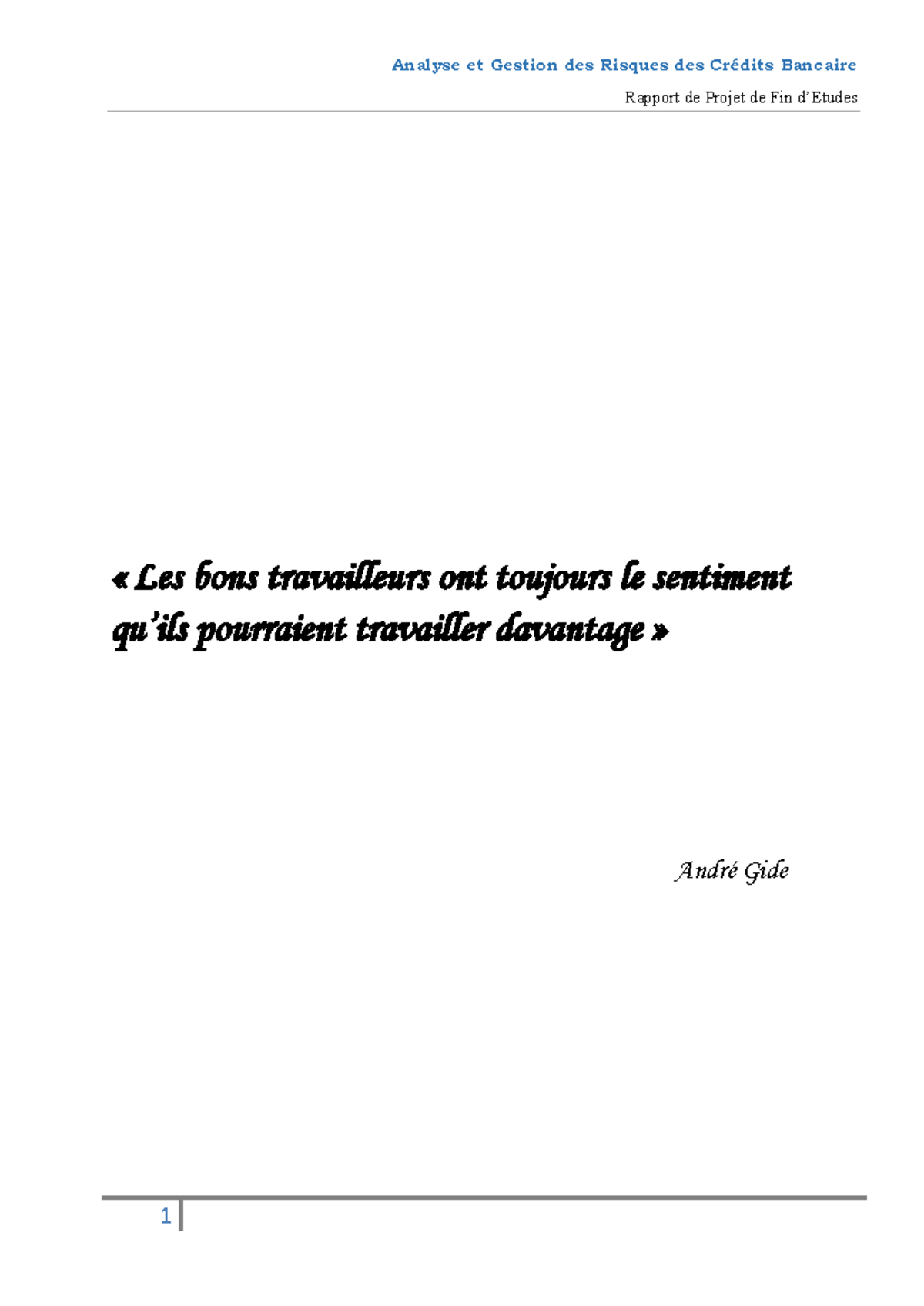 Gestion et Analyse des Risques de Crédit - PFE-Final-PDF - Studocu