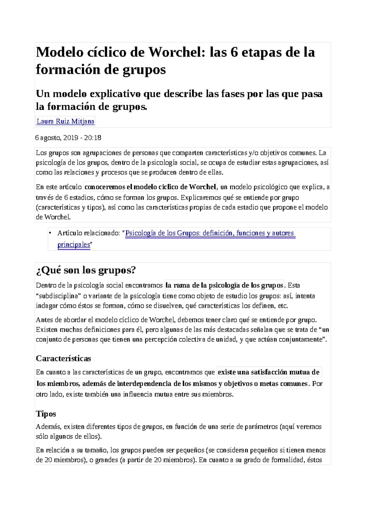 Unidad 2. Recurso 3. Modelo Cíclico de Formación de Grupos de Worchel ...