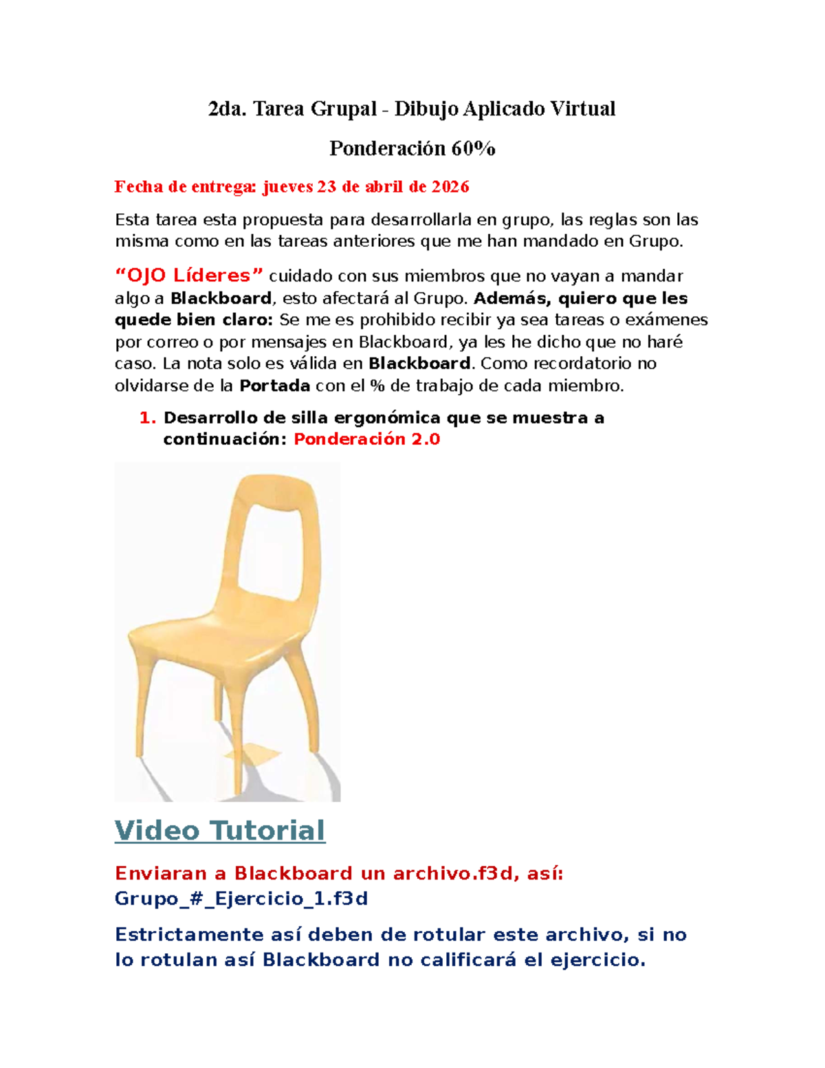 2da Tarea Grupal Dibujo Aplicado Virtual - Instrucciones y Ponderación ...