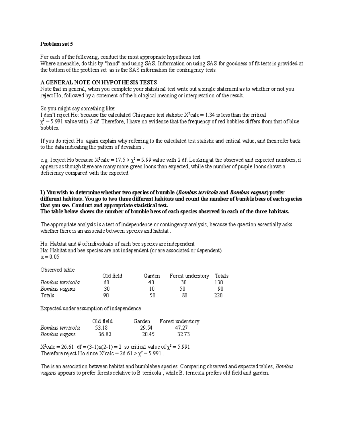 Answers Problem set 5 - bio 2060 sample statistics test - Problem set 5 ...