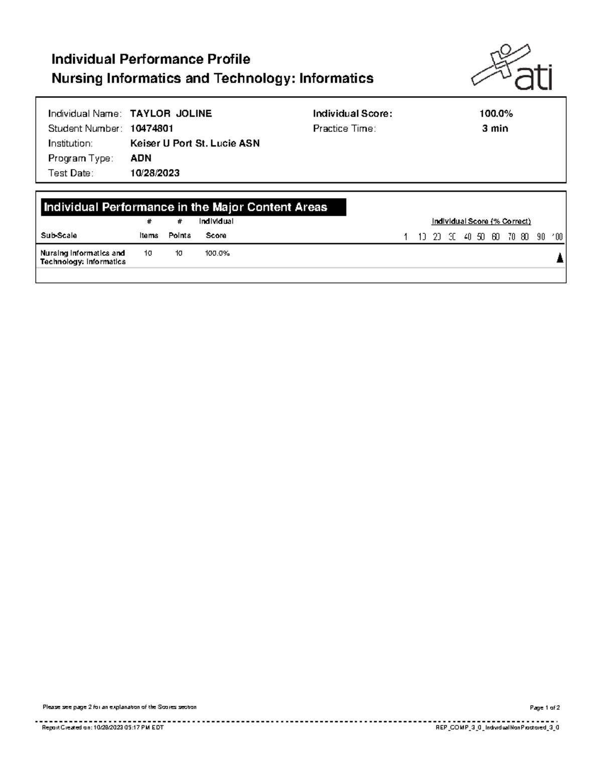 Nursing Informatics Individual Performance Profile - ASN 10474801 - Studocu