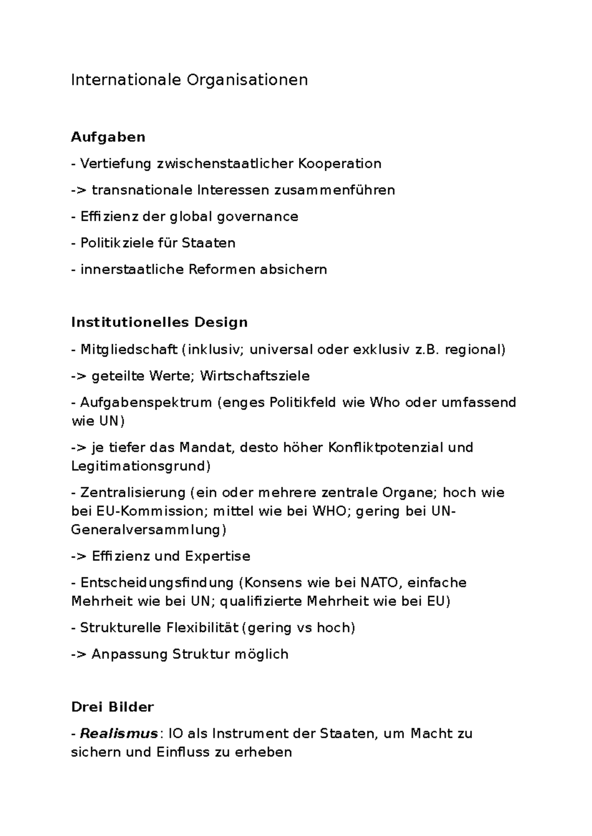 VL Internationale Organisationen: Vertiefung der globalen Governance ...