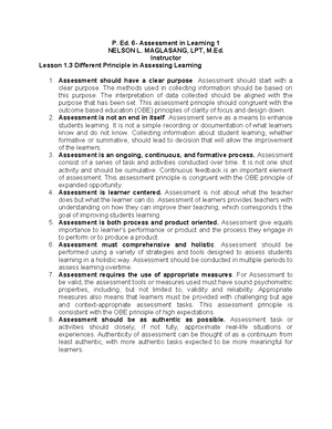 Lesson 4 Planning a Written test - LEARNING MODULE IN ASSESSMENT IN ...