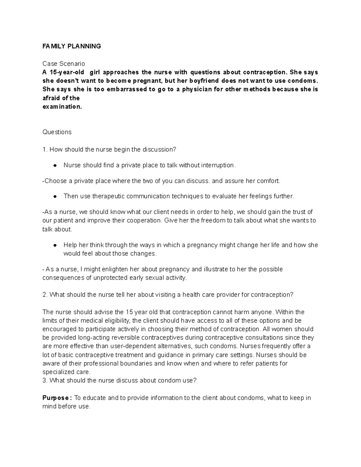 Case Study Prenatal Care, Family Planning - FAMILY PLANNING Case ...