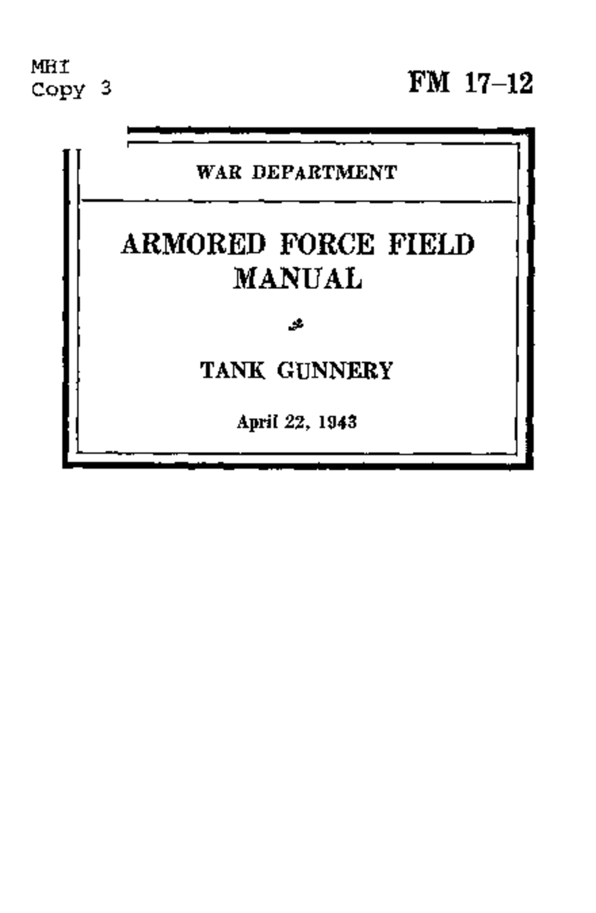 FM 17-12: Armored Force Field Manual on Tank Gunnery Training - Studocu