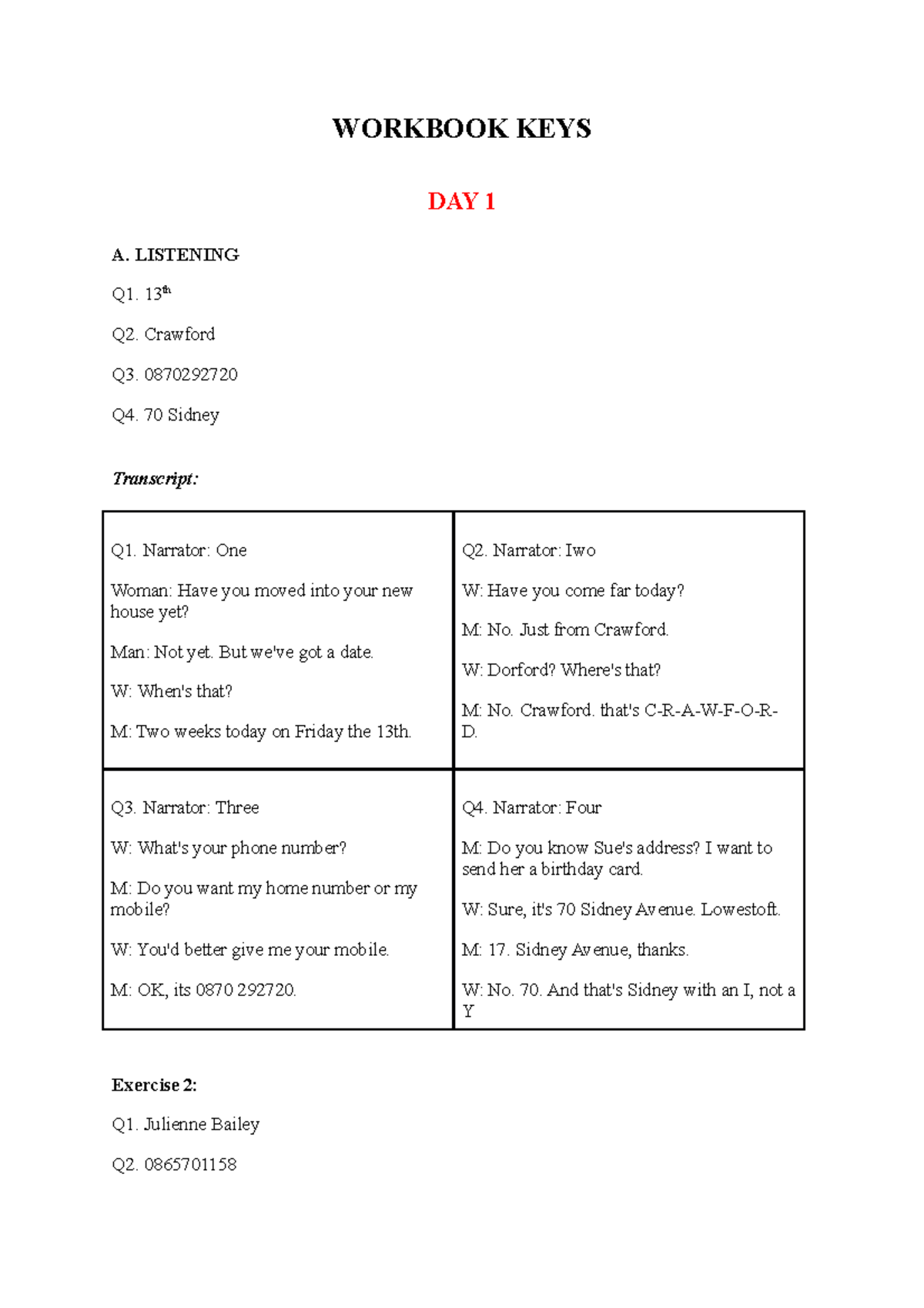 WB-KEYS-4 - Listening and Reading Assignment Summary - Studocu