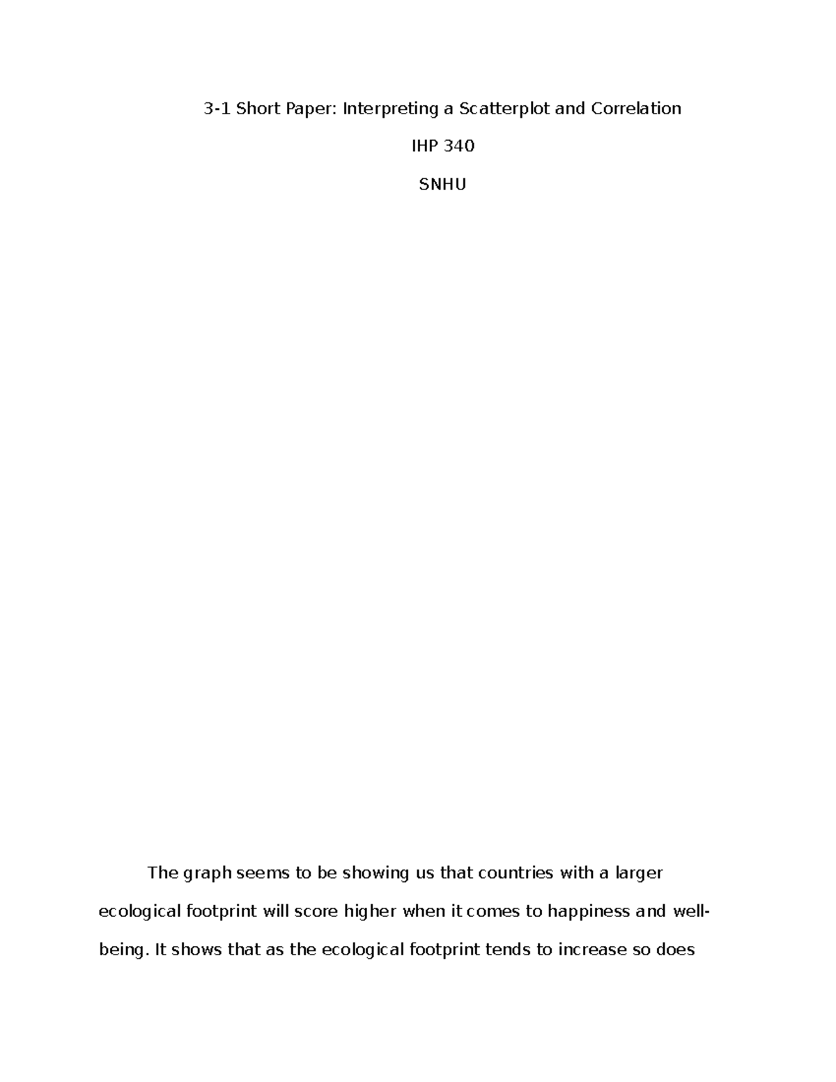 Short Paper: Analyzing Scatterplot & Correlation in IHP 340 - Studocu