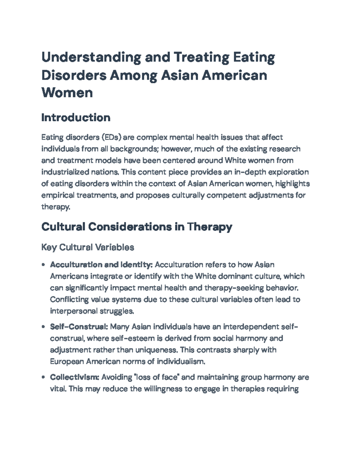 Culturally Informed Treatment of Eating Disorders in Asian American ...