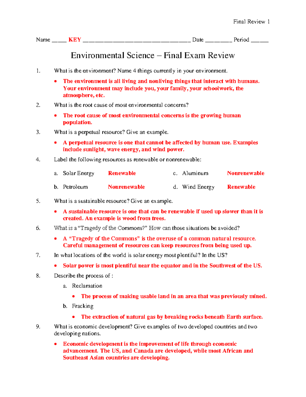 Environmental Science 101: Final Exam Review Guide - Studocu
