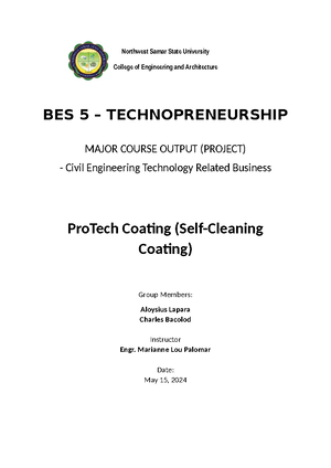 BES 5 Topic Guide - AAAAAAAAAAAAAAAAAA - Course Title: BES 5 ...