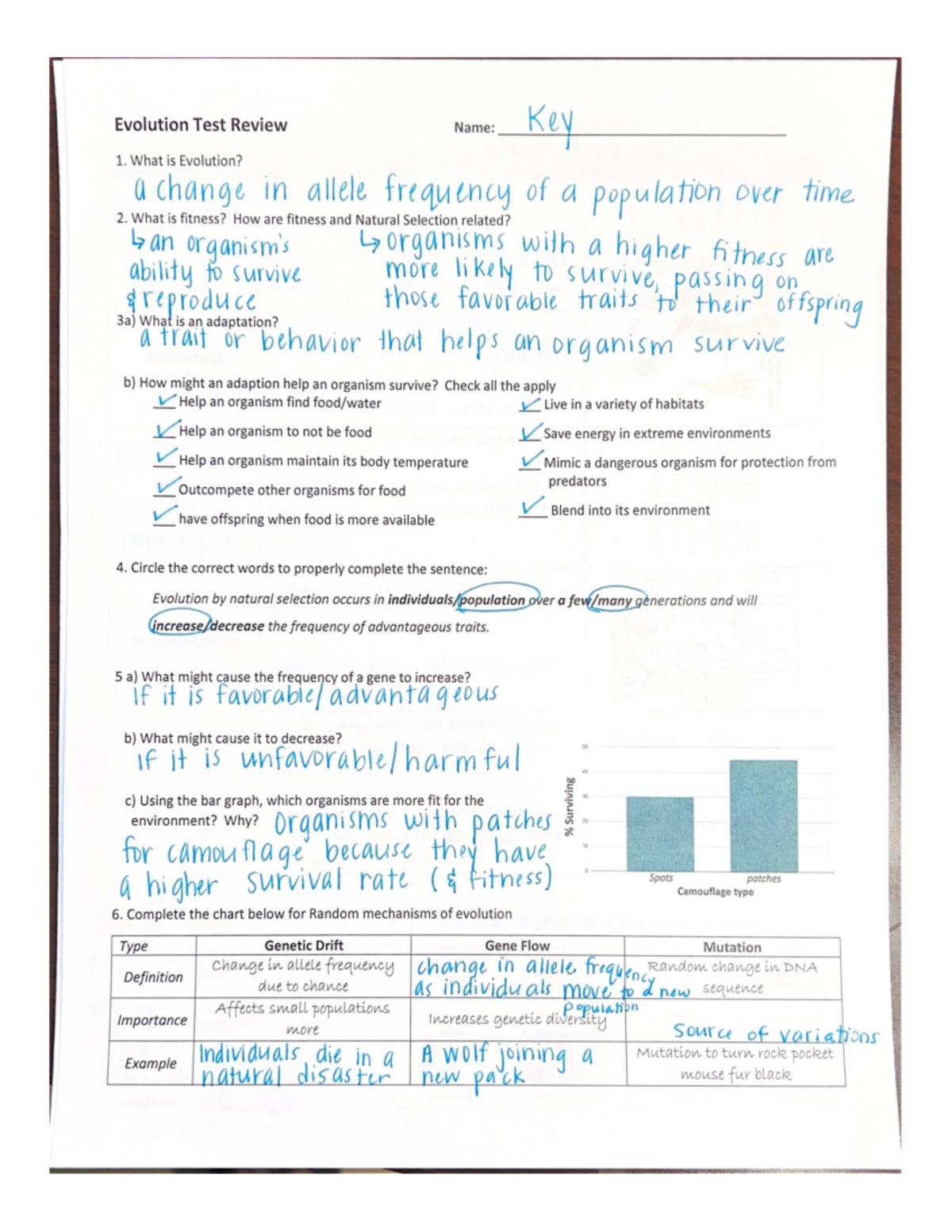 Final Exam Study Guide - Course Code XYZ101 - Evolution Test Review ...