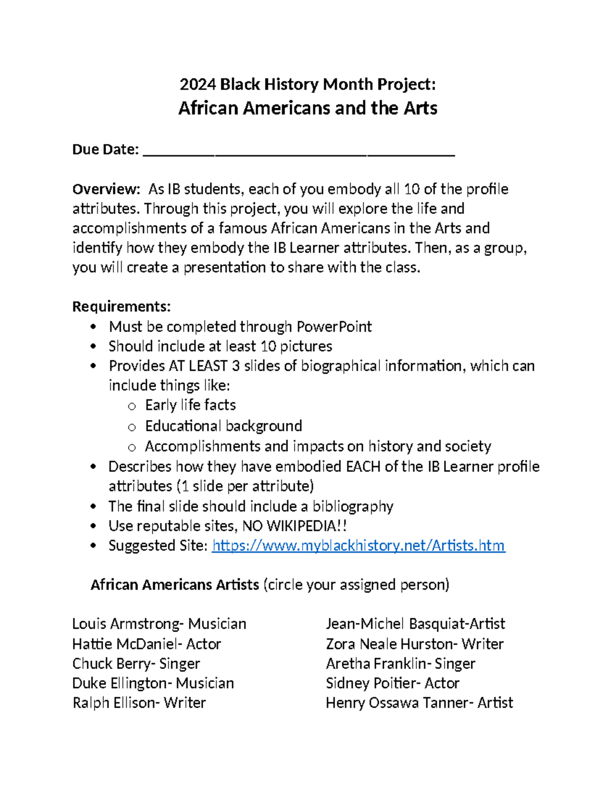 2024 IB Black History Month Project: Spotlight on African American ...