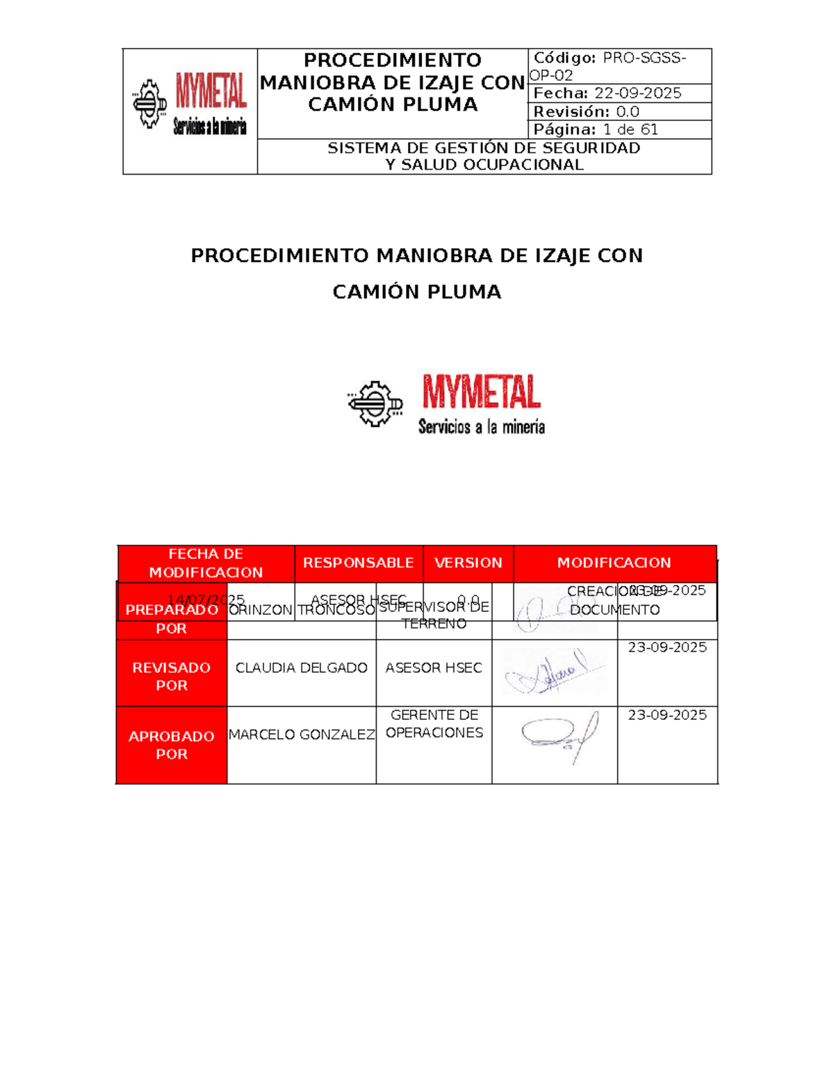 PRO-SSO-PL-14: Procedimiento de Maniobra de Izaje con Camión Pluma ...
