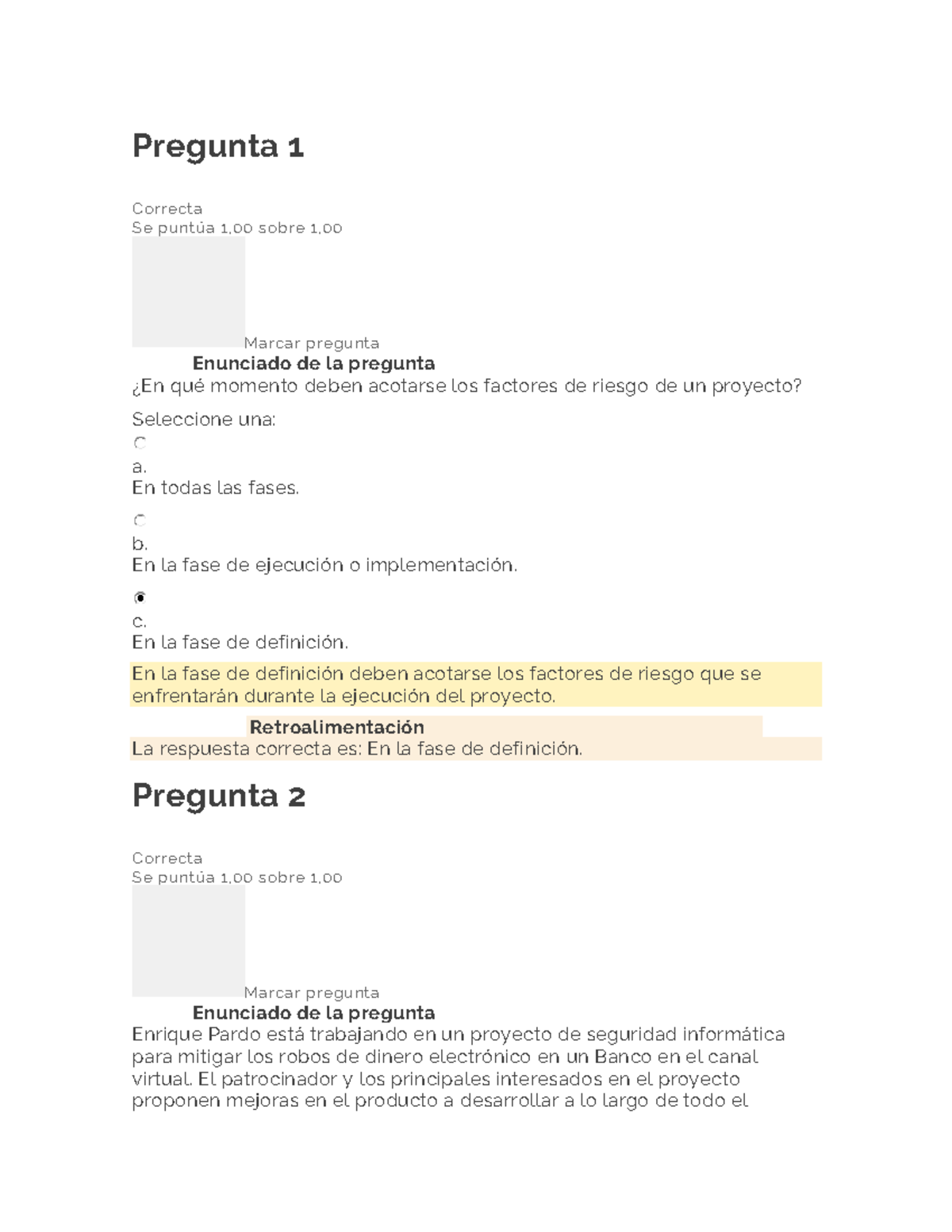 Evaluación Unidad 1 - Preguntas y Respuestas de Proyecto - Studocu
