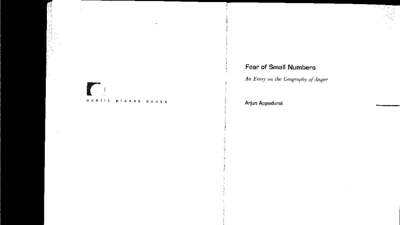 Appaduari predatory identities - Fear of Small Numbers An Essay on the ...