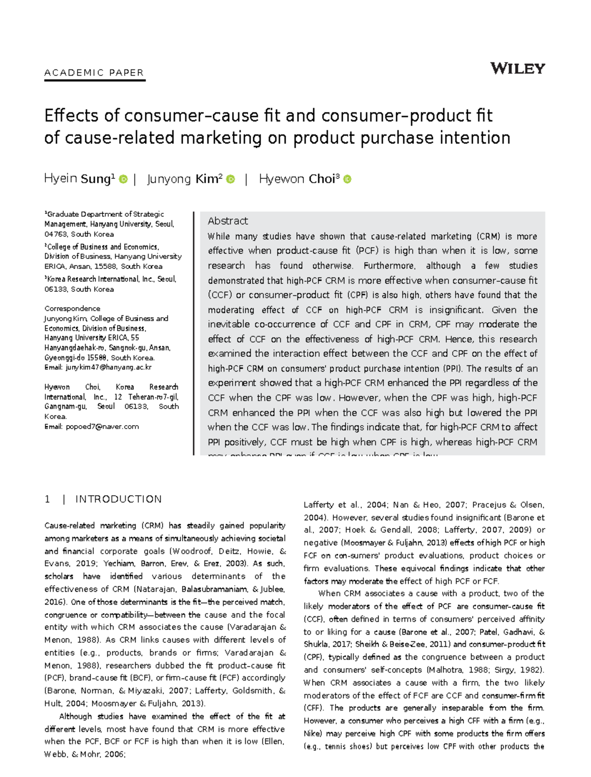 Effects of Fit in Cause-Related Marketing on Purchase Intention (MBA ...