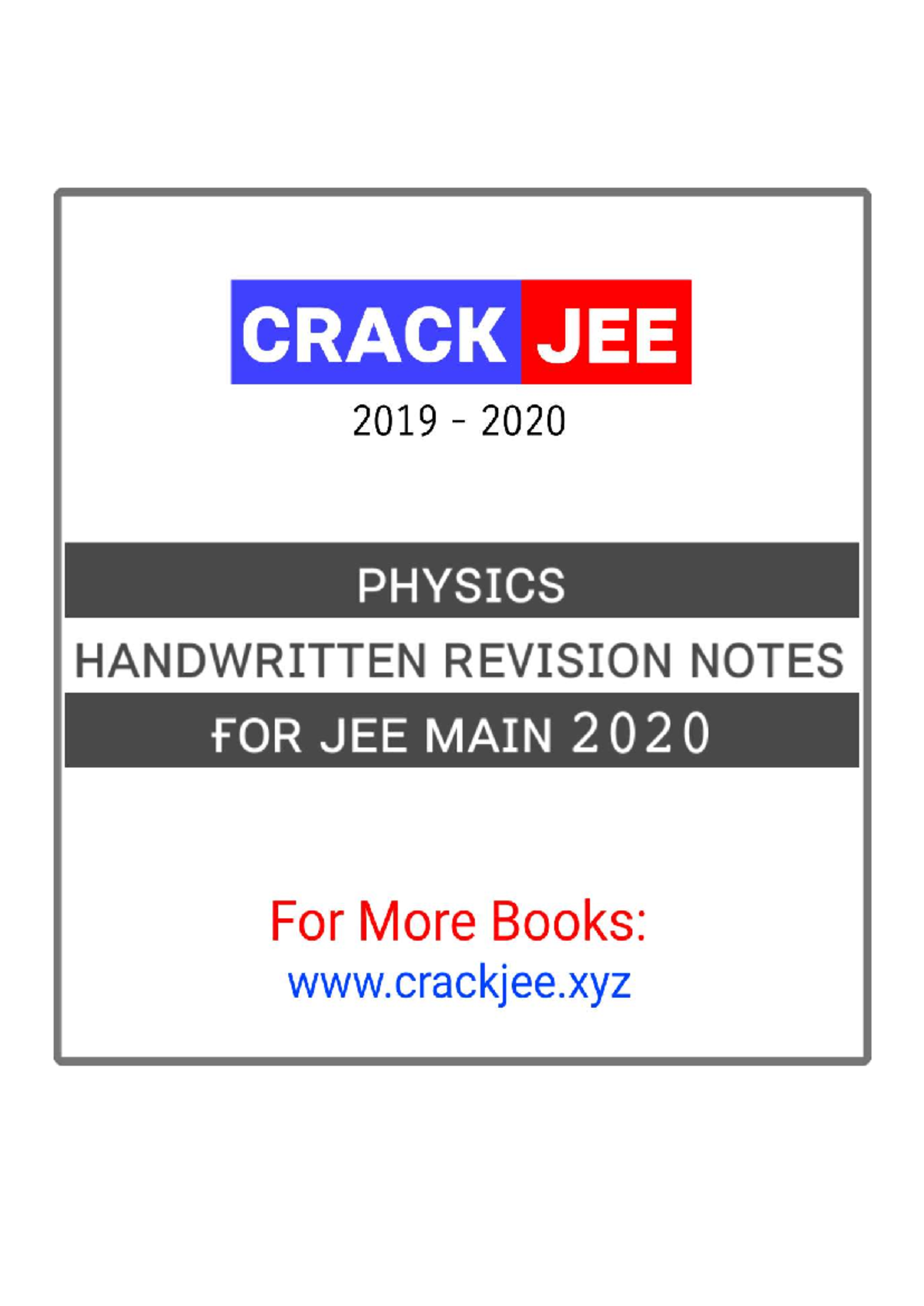 Physics JEE - Important Handwritten Revision Notes for JEE Main 2020 ...