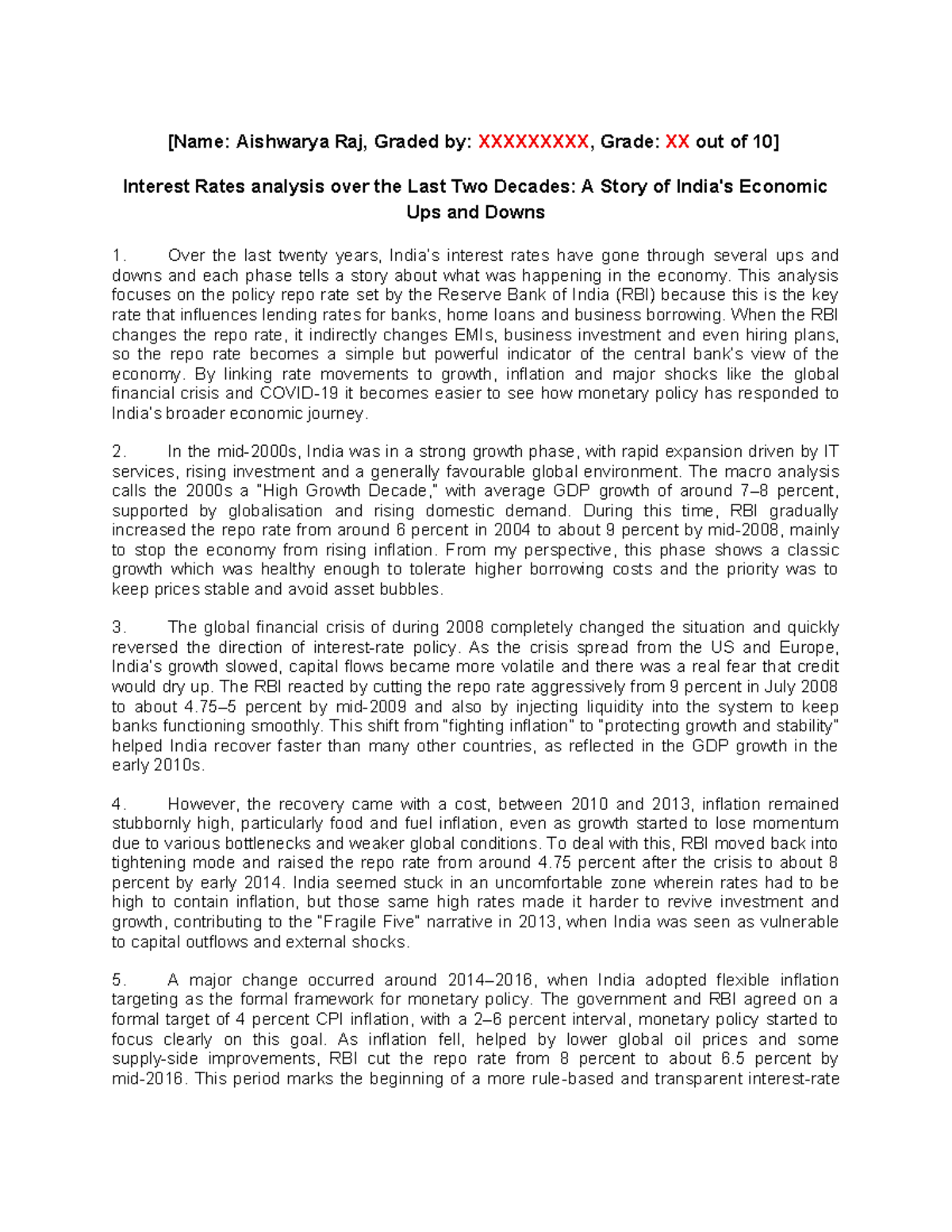 AR 2: Interest Rates in India - A Two Decade Analysis - Studocu