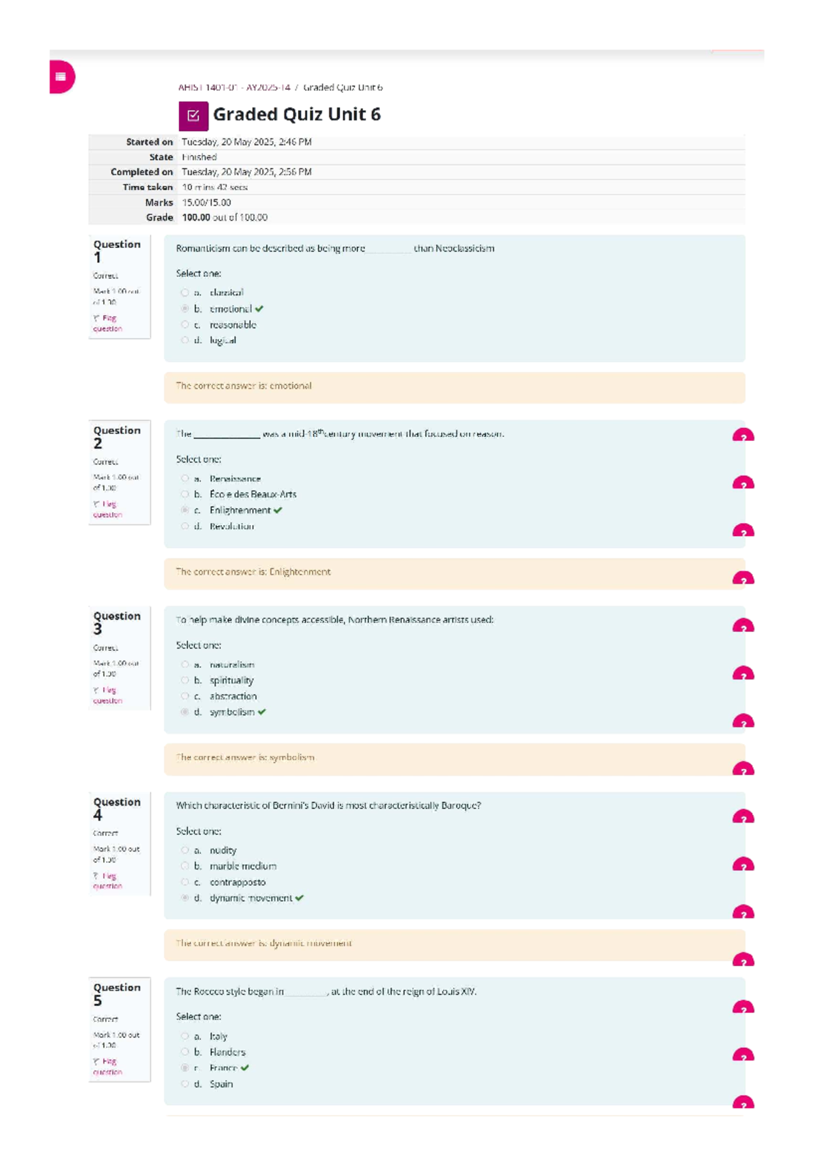AHIST Graded Quiz Unit 6: Romanticism and Neoclassicism Insights - Studocu