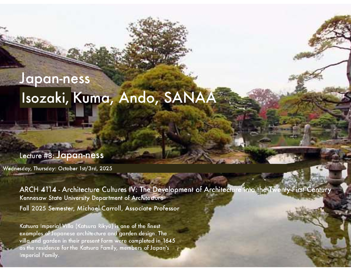 Japan-ness in Architecture: Insights from ARCH 4114 Fall 2025 - Studocu