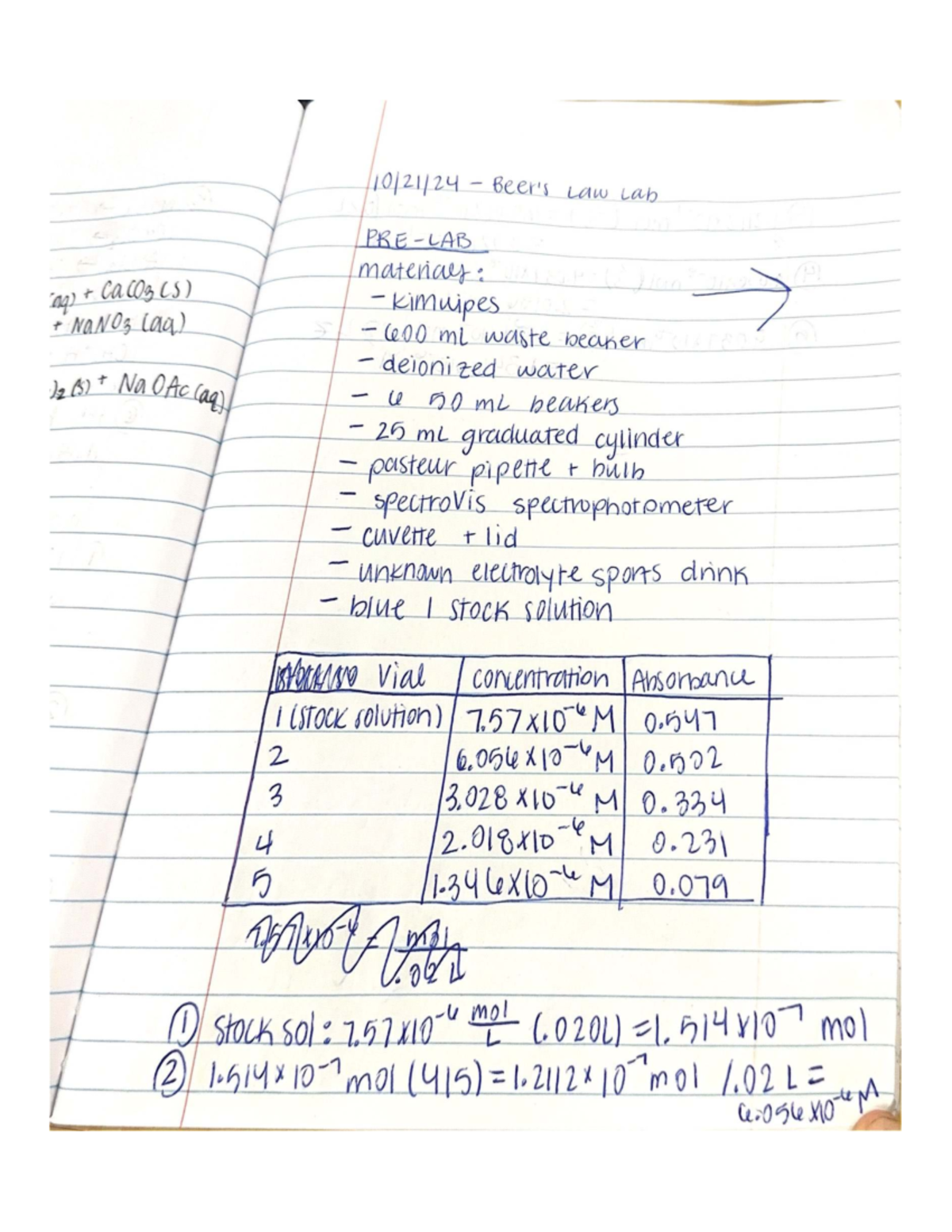 Law Lab Pre-Lab: Beer's Law Experiment Notes - Studocu