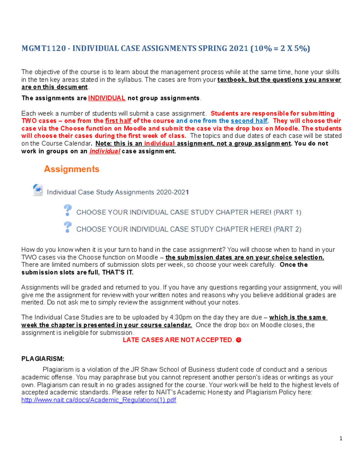 MGMT1120 - Individual Case Study Assignments Overview for 2021 - Studocu