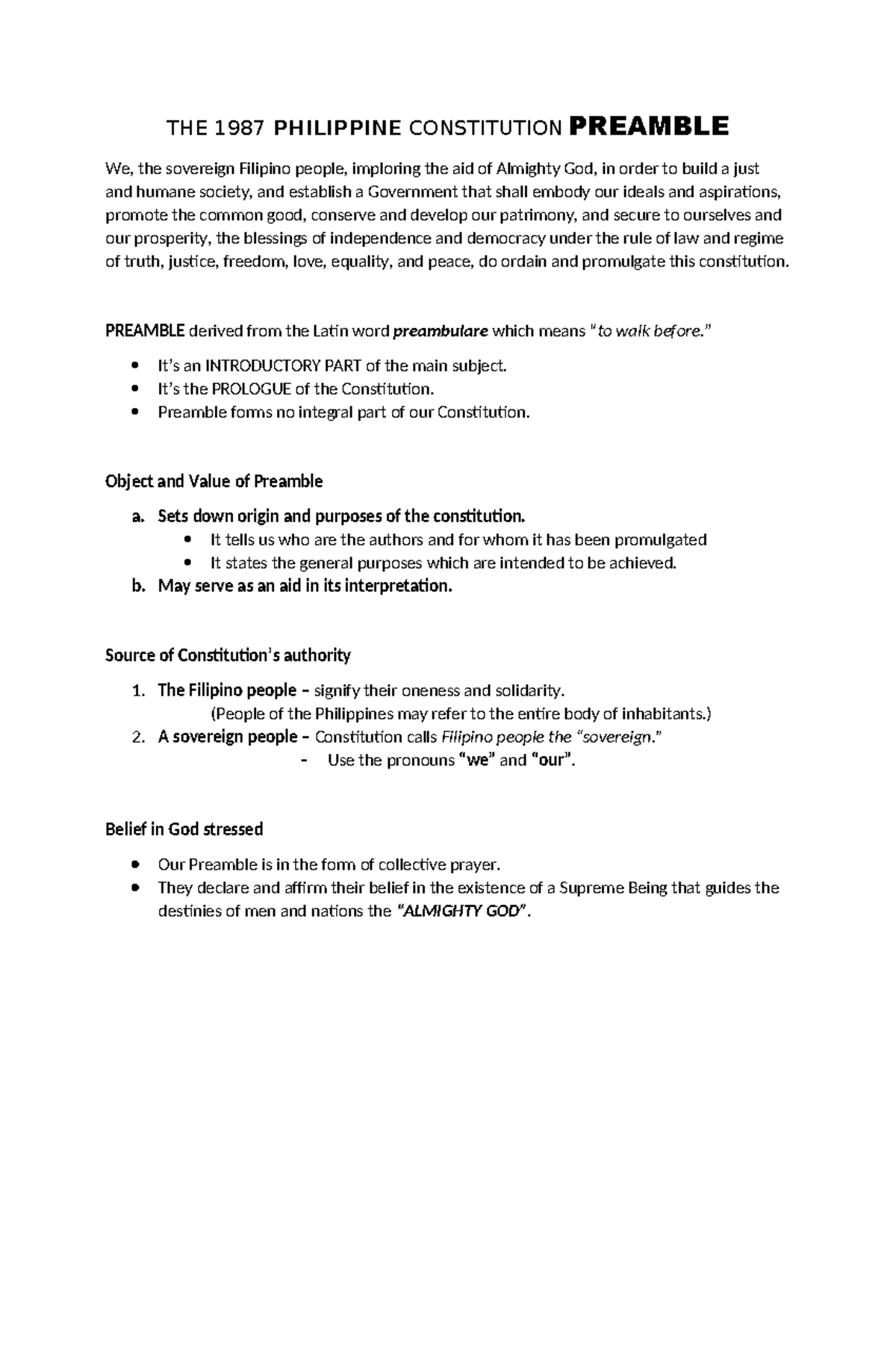 THE 1987 Philippine Constitution Preamble - THE 1987 PHILIPPINE ...