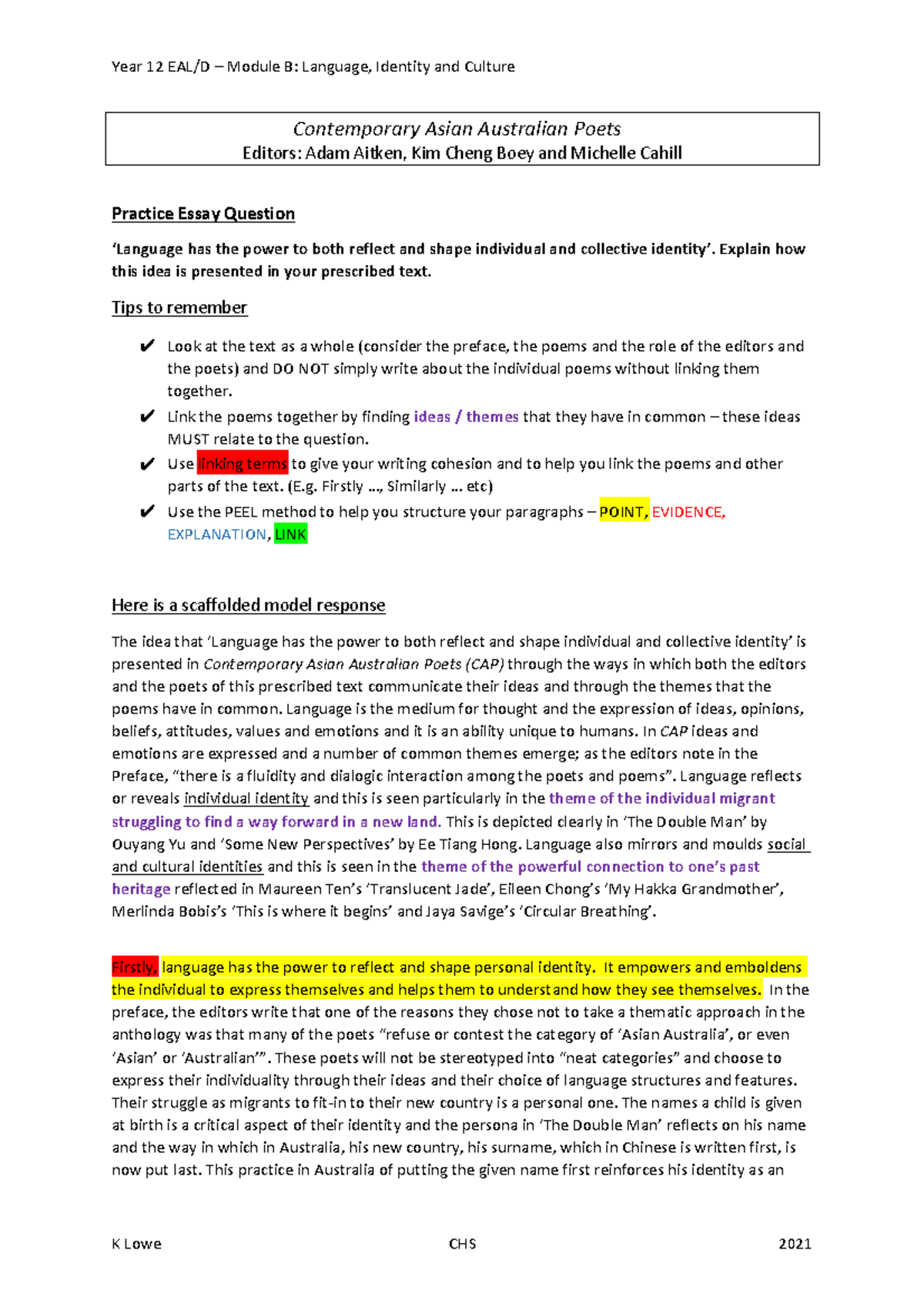 Year 12 Module B: Language, Identity & Culture - Essay Writing Guide ...