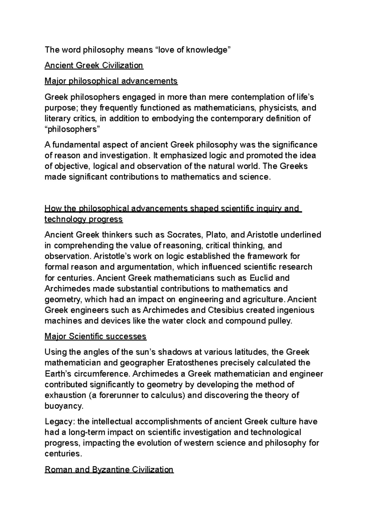 Philosophical Advancements in Ancient Greek & Byzantine Civilizations ...