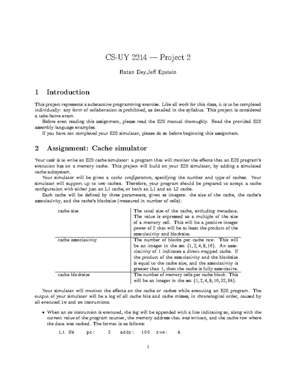 Project 2 - Instructions - CS-UY 2214 — Project 2 Ratan Dey,Jeff ...
