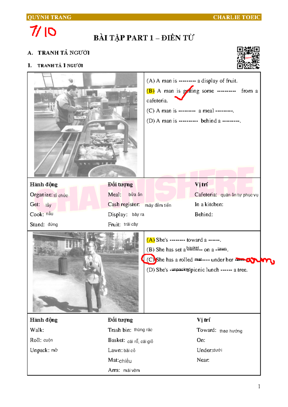 BÀI TẬP PART 1 - ĐIỀN TỪ (CHARLIE TOEIC) - Studocu
