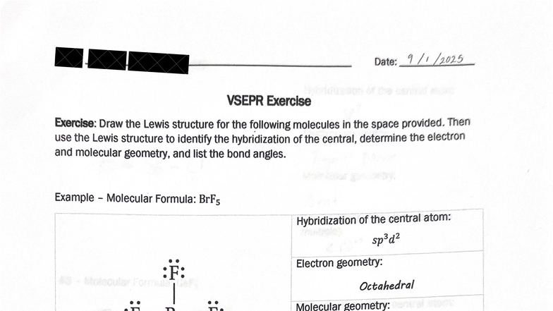 VSEPR Theory Exercises: Lewis Structures, Hybridization & Geometry ...