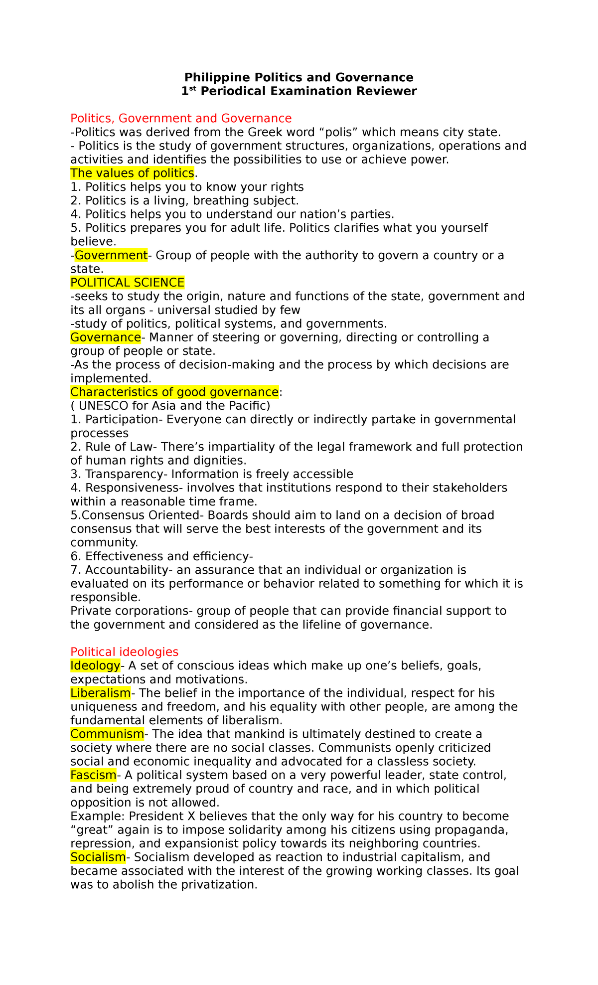 PPG-101: 1st Periodical Exam Reviewer on Philippine Politics ...