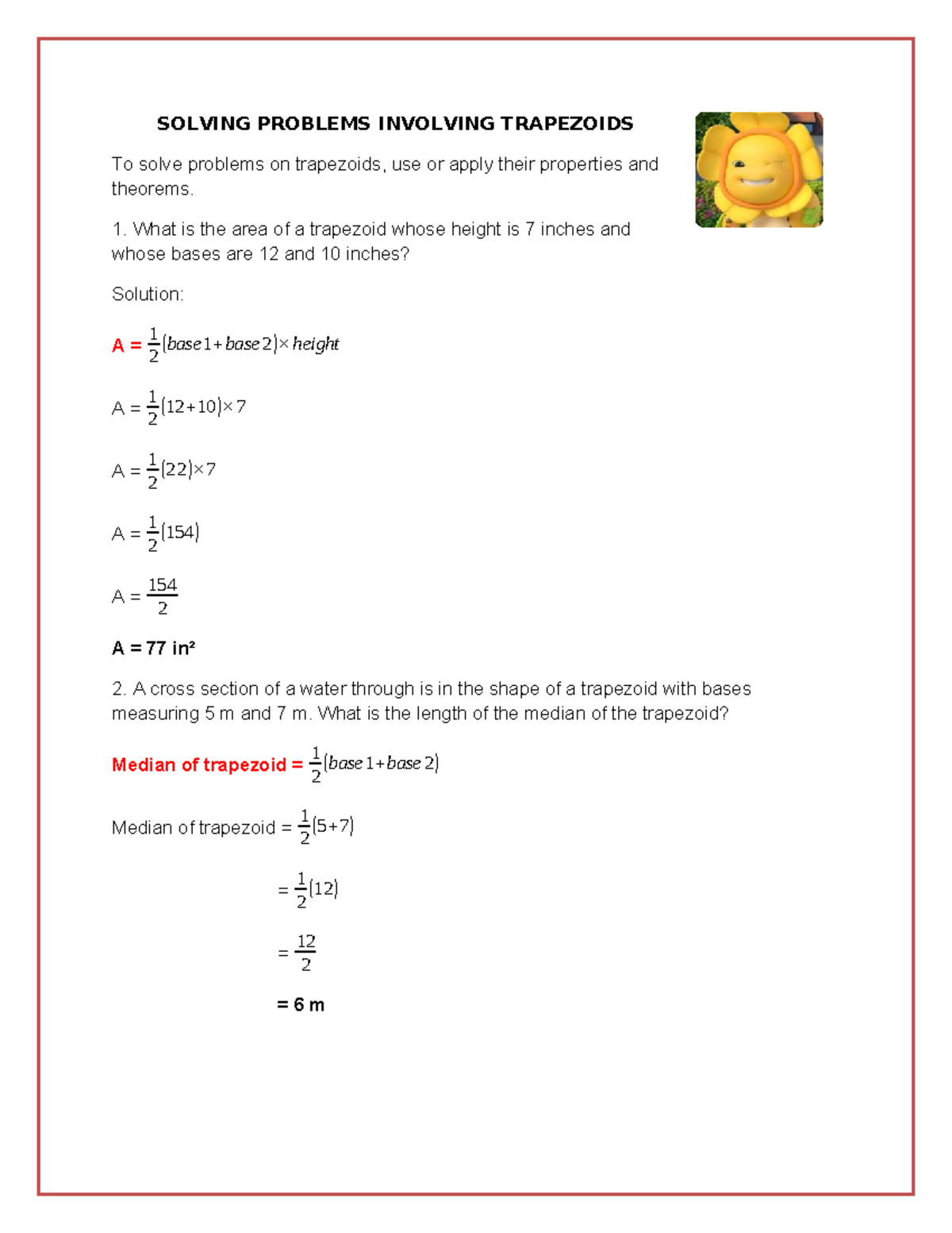 MATH Activity Modular: Solving Trapezoid & Parallelogram Problems - Studocu
