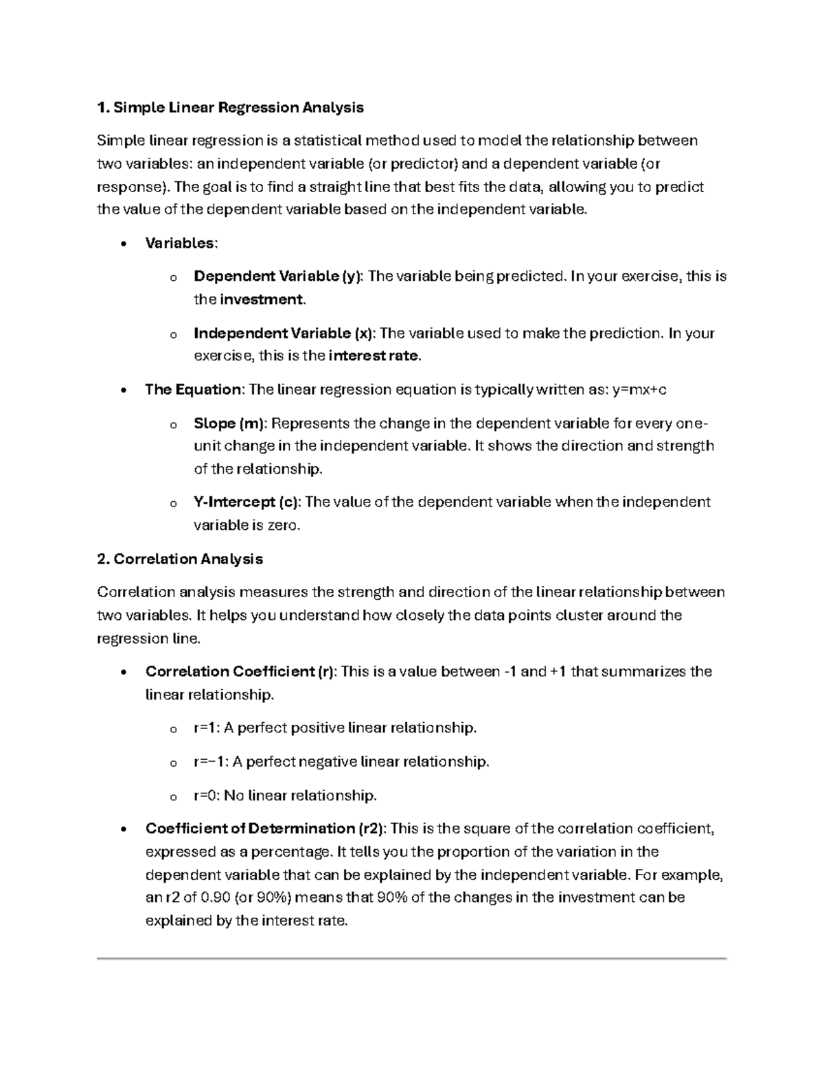 Stats - Simple Linear Regression & Correlation Analysis - Studocu