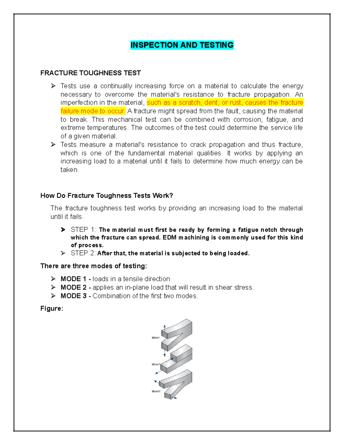 Fracture Toughness Testing: Inspection & Testing Overview - Studocu