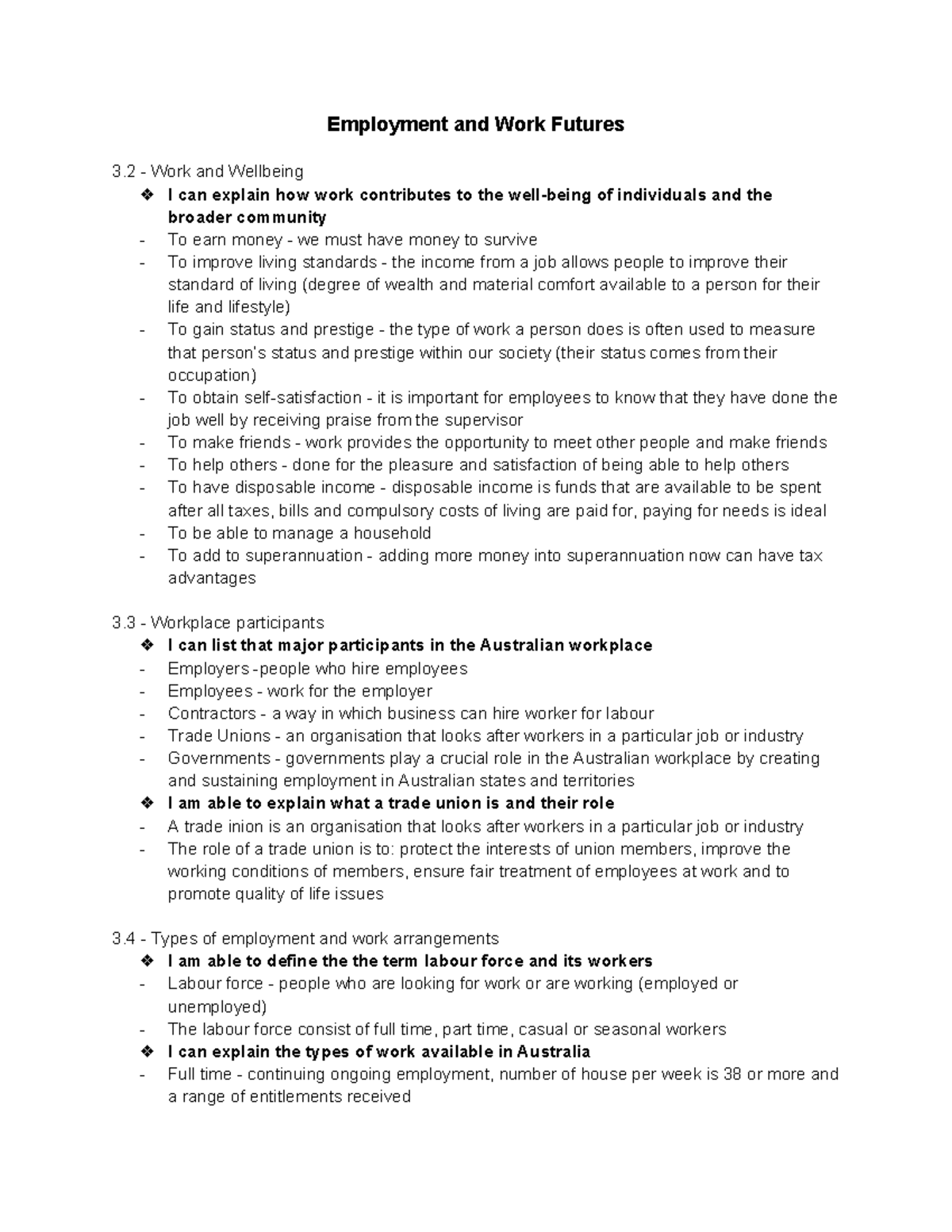 Employment and Work Futures: Understanding Work and Wellbeing - Studocu