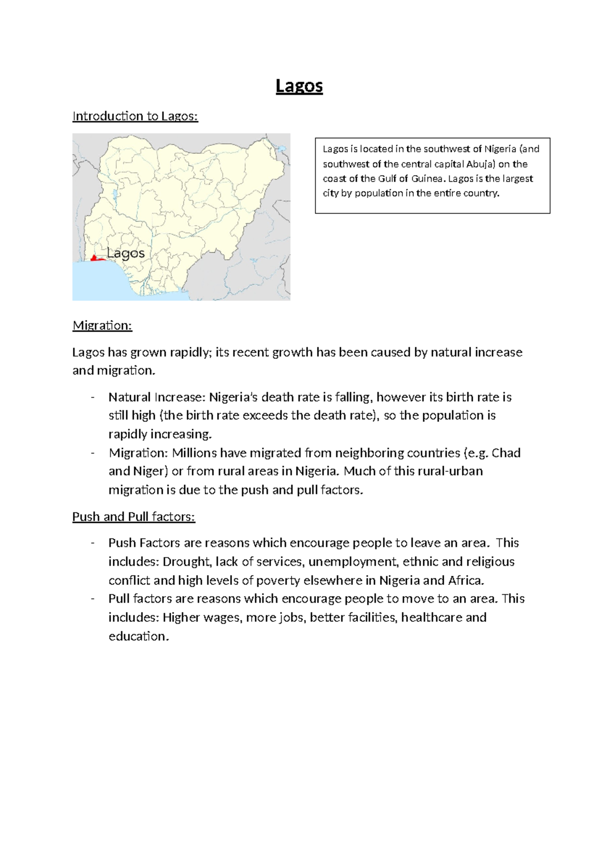 Lagos: Migration Trends and Informal Economy Insights - Studocu