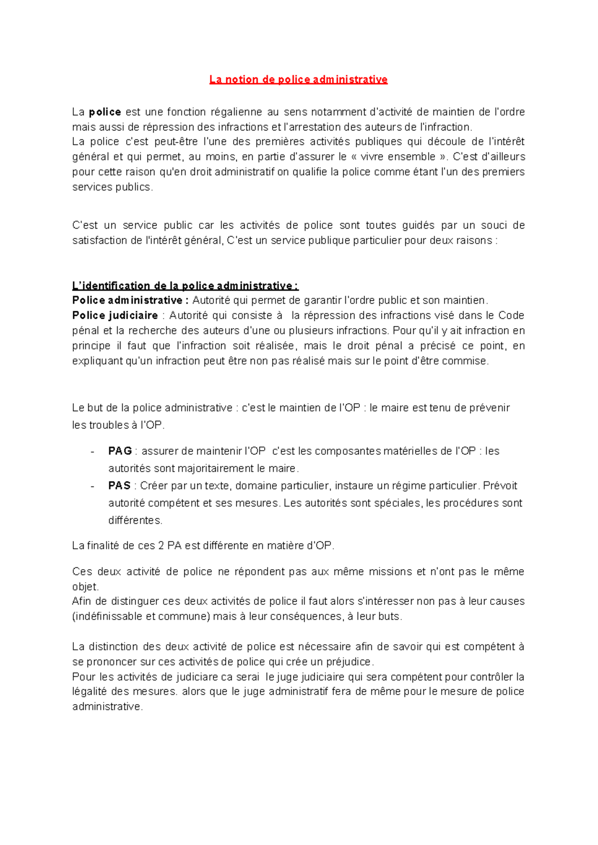 La notion de police administrative fiches - La notion de police ...