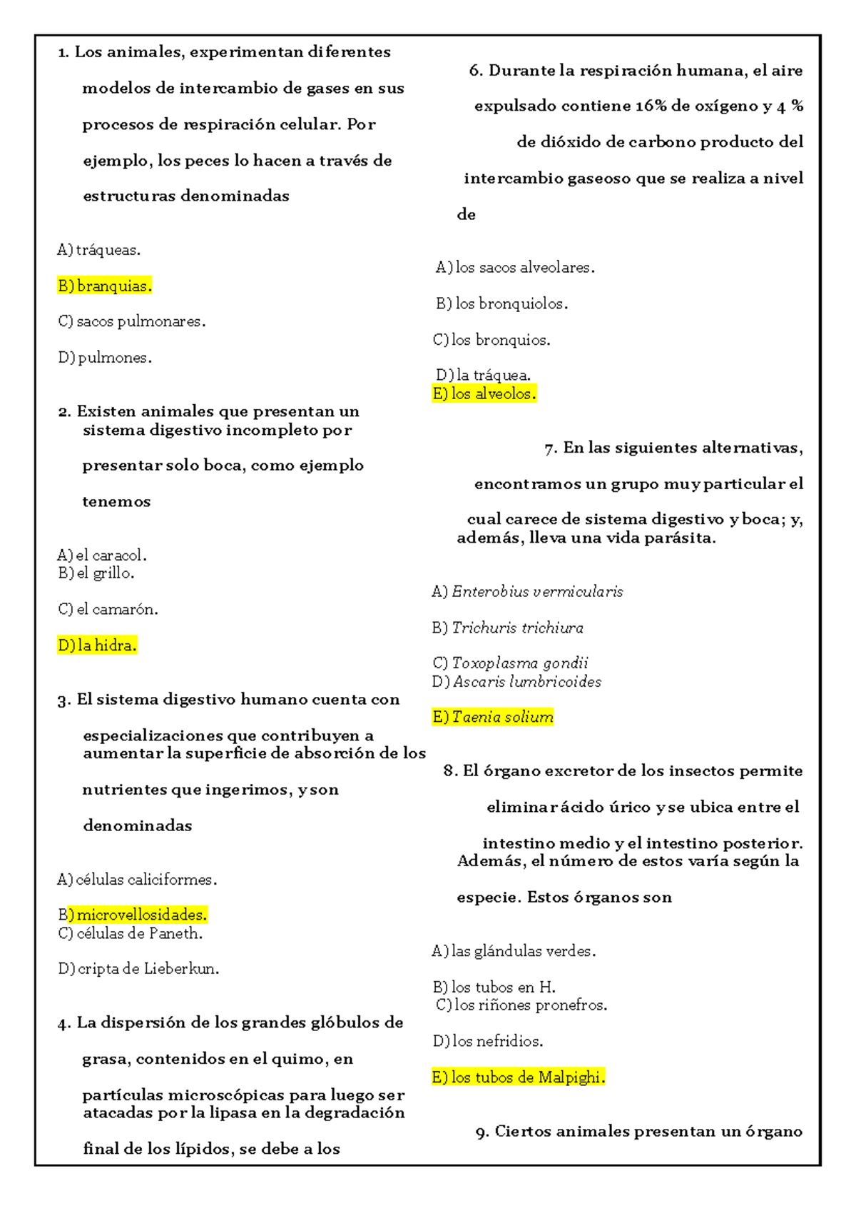 Biología 101: Intercambio de Gases y Sistemas Digestivos en Animales ...