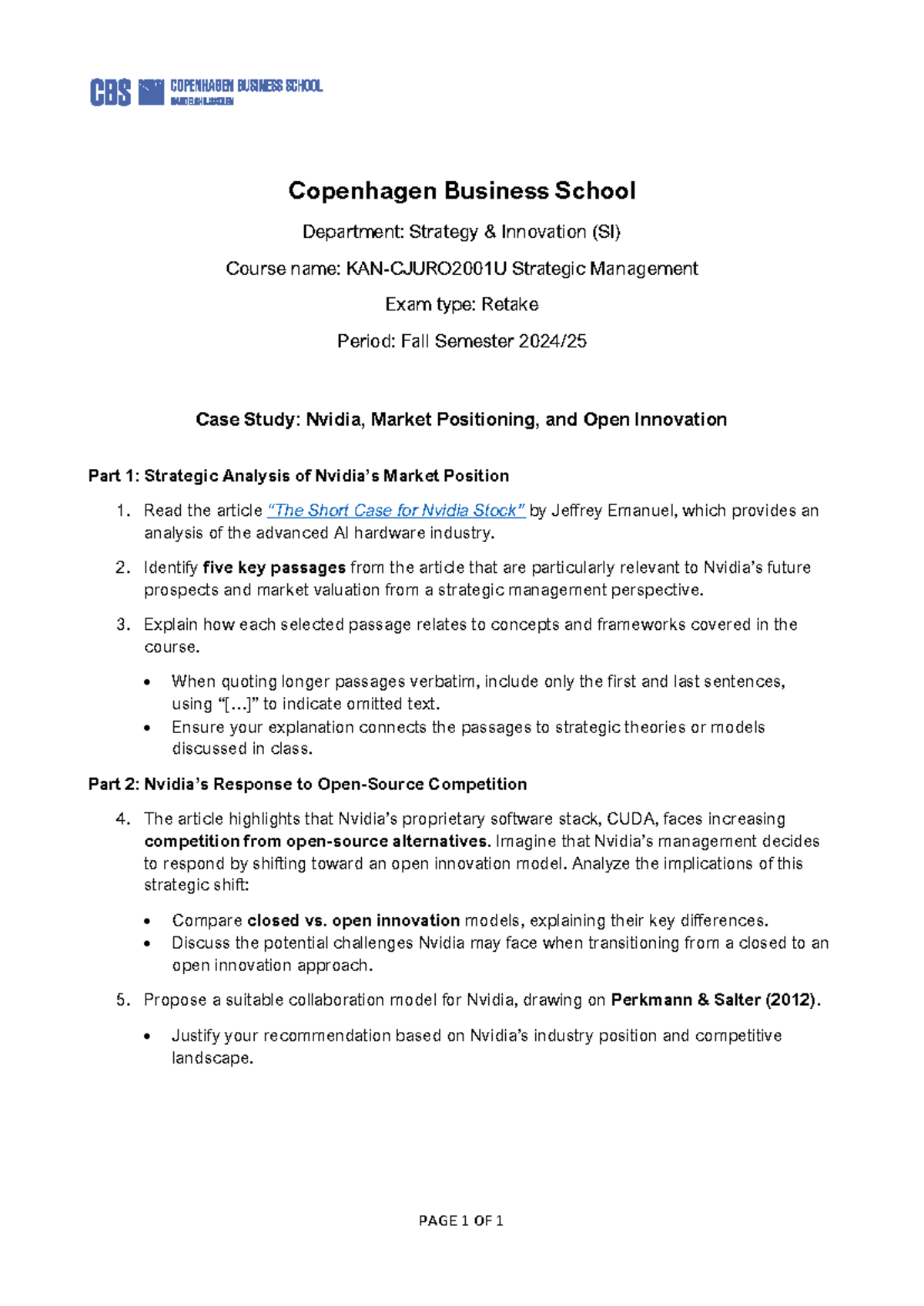 Strategic Management Retake: Case Study on Nvidia's Market Positioning ...