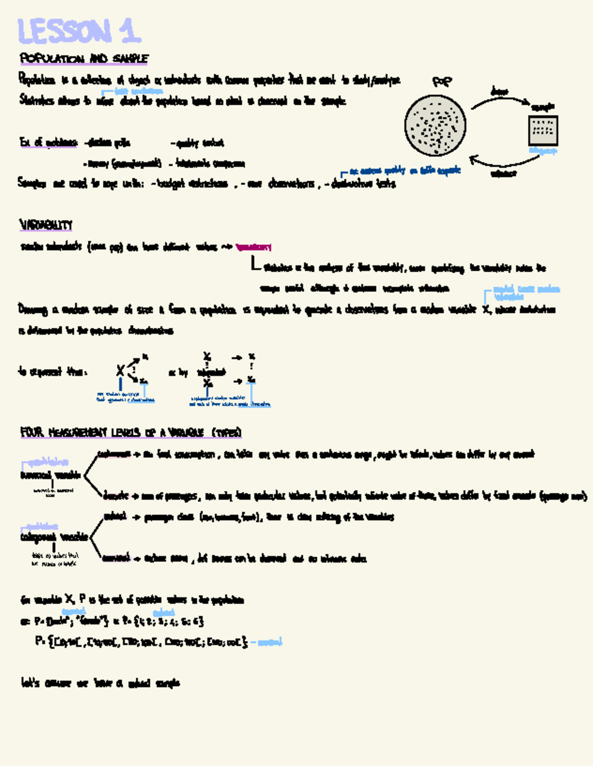 LESSON 1: POPULATION AND SAMPLE IN STATISTICS (STAT101) - Studocu
