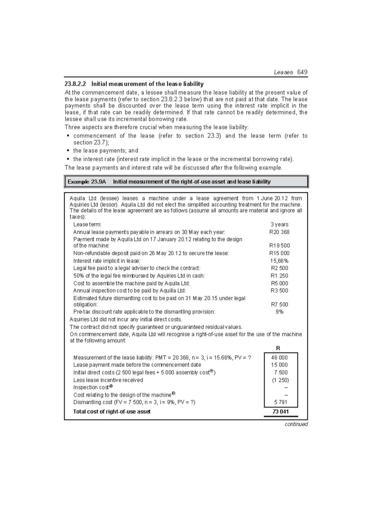 Comprehensive Lease Examples for ACC 649: Initial Measurement and ...