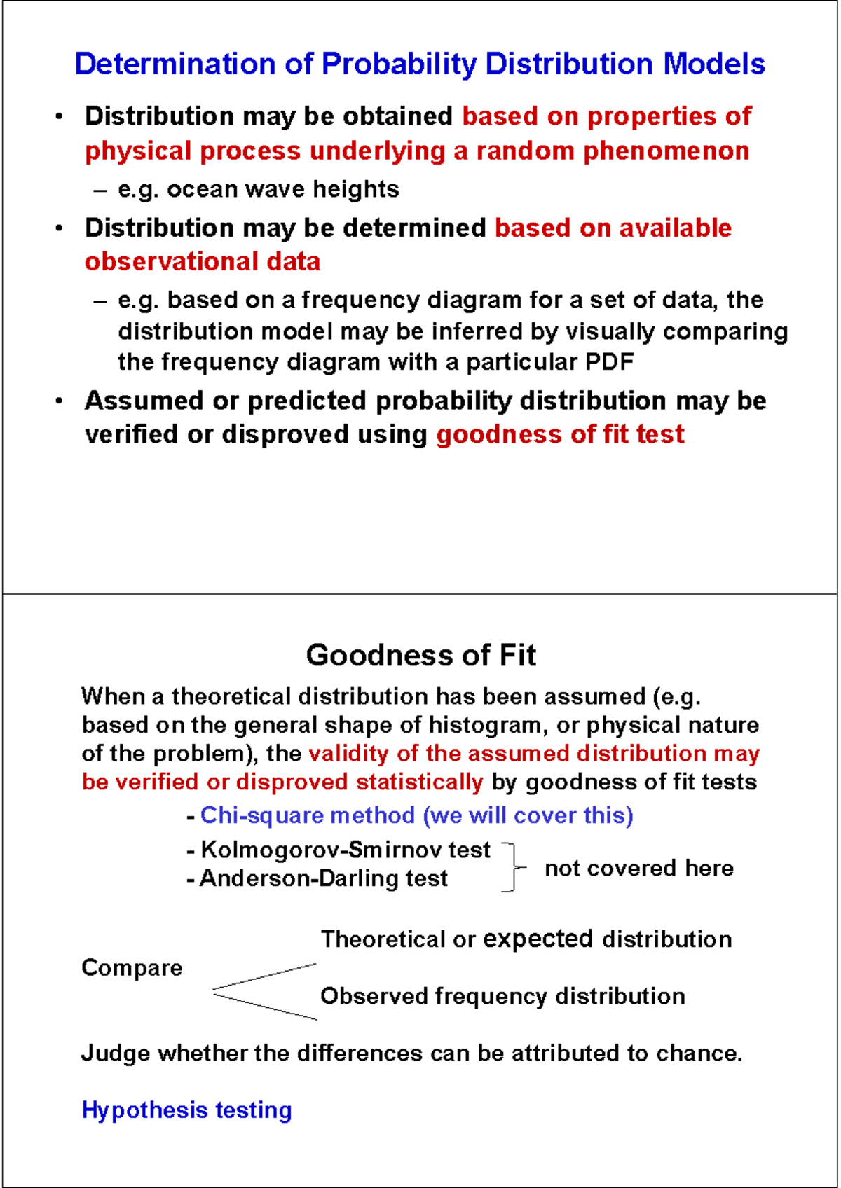 12. Goodness of fit test - Determination of Probability Distribution ...