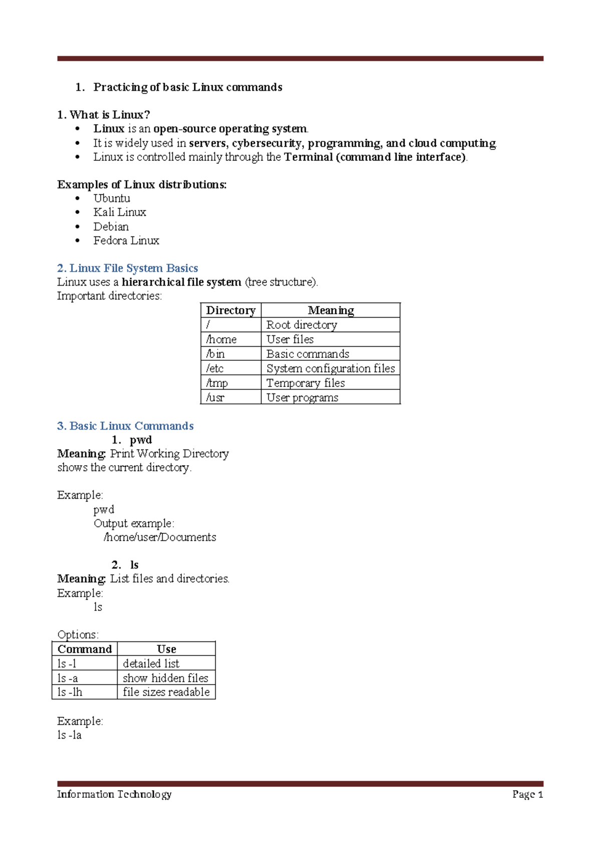 OS&SE Lab II: Basic Linux Commands and System Calls Guide - Studocu