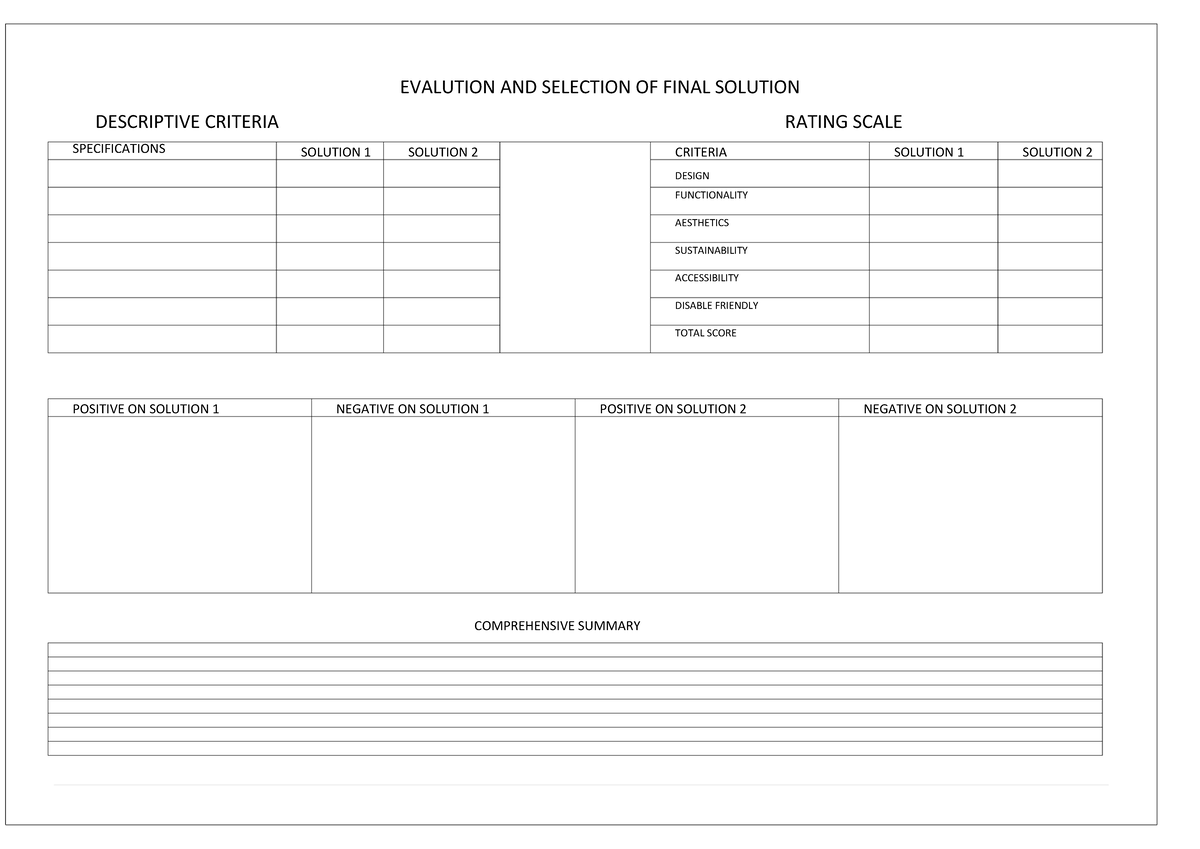 Grade 11 Pat Organiser - EVALUTION AND SELECTION OF FINAL SOLUTION ...