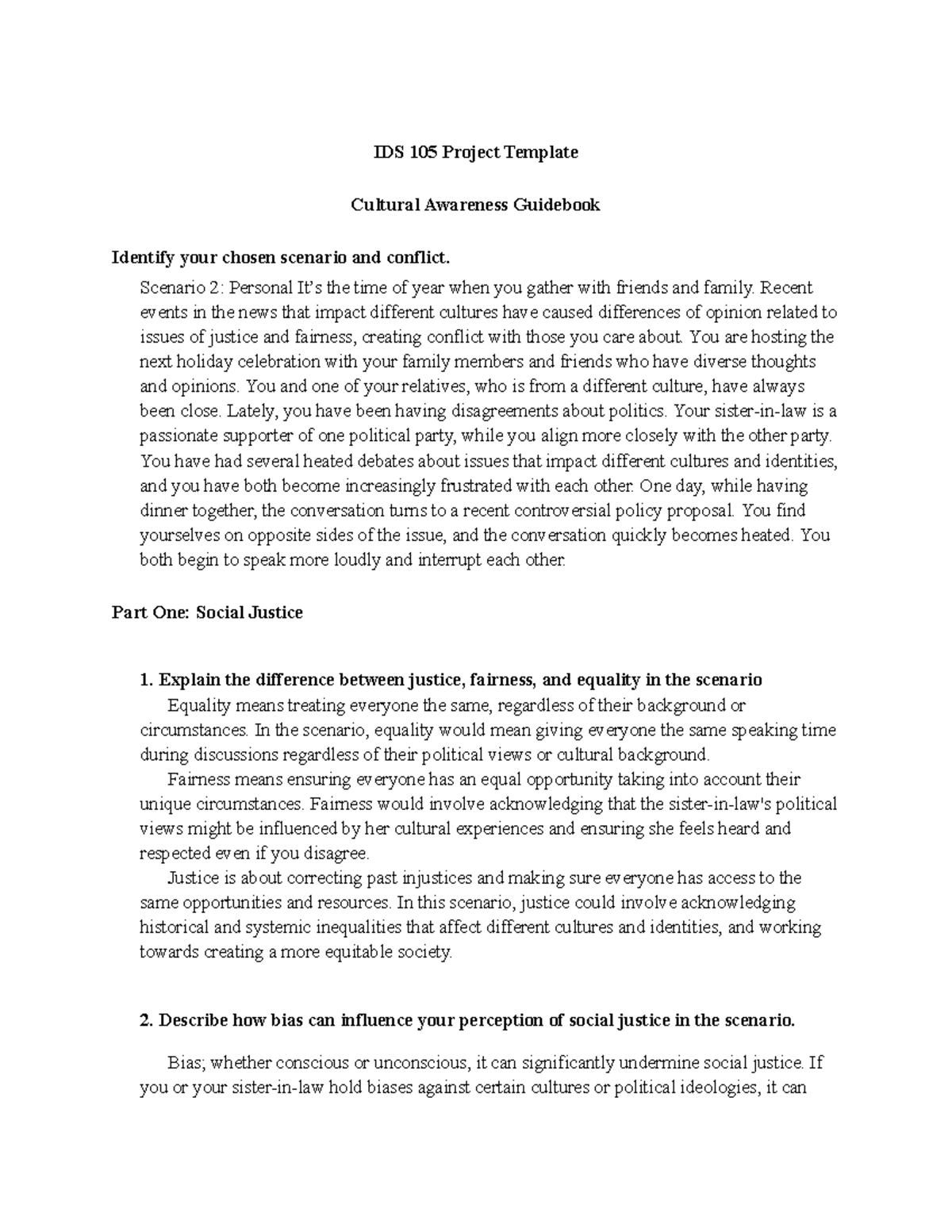 IDS 105 Project Template: Cultural Awareness & Intercultural Communication - Studocu